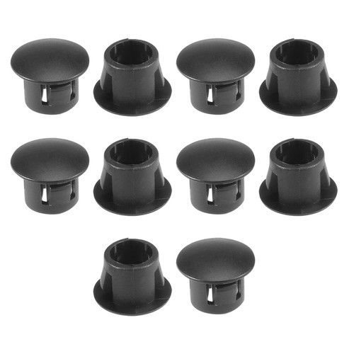 10pcs 7.8mm x 8mm Black Nylon Round Snap Panel Locking Hole Plugs Cover ...