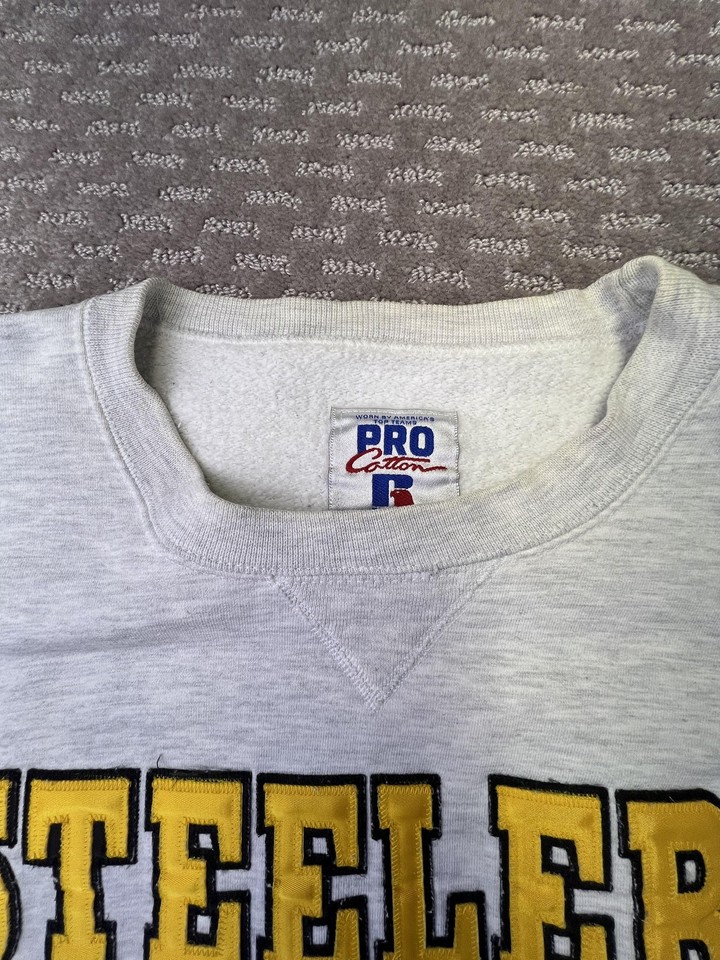 Vintage Pittsburgh Steelers Sweatshirt Men 2XL Gray NFL Russell Pro ...
