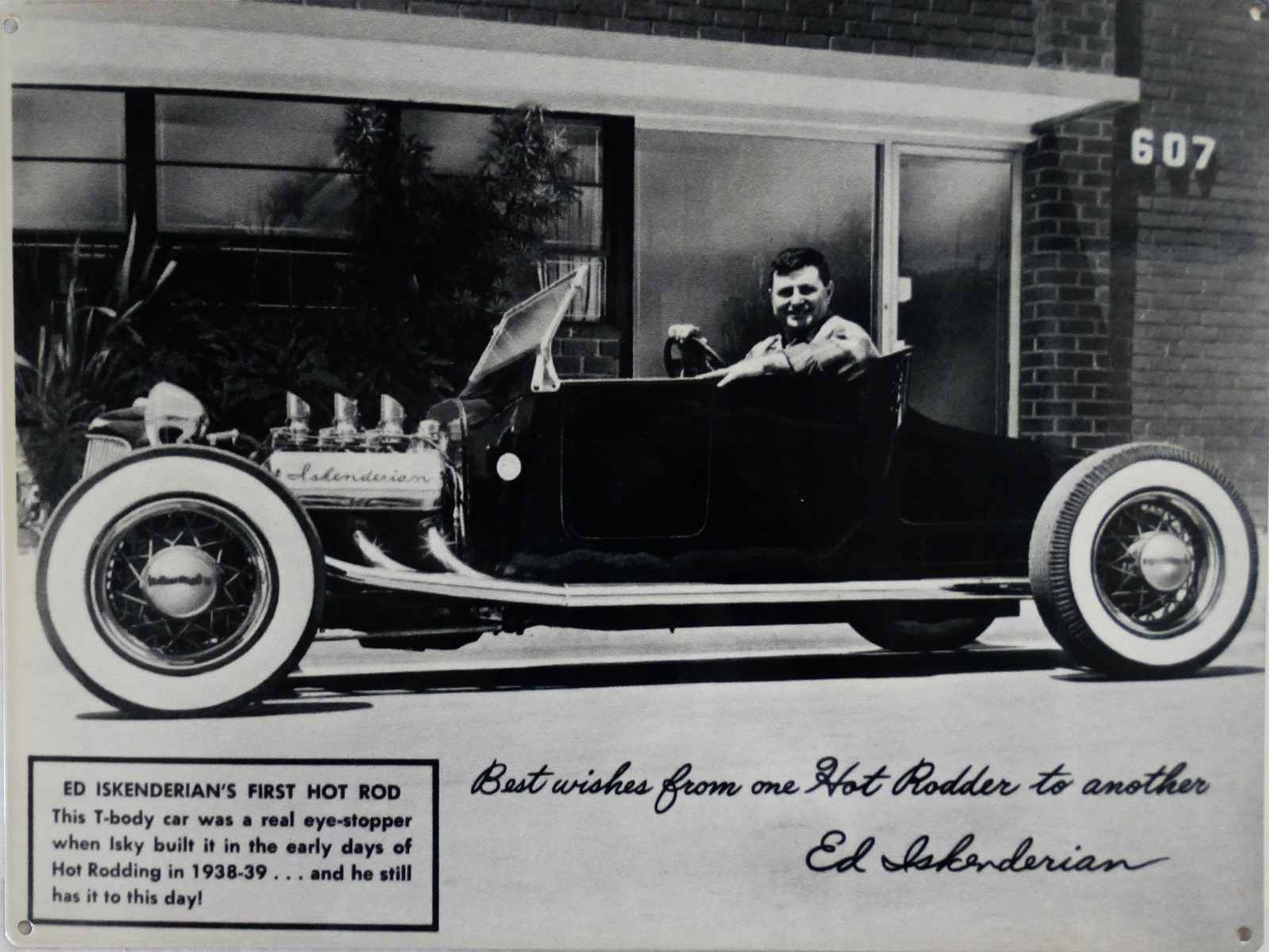 Ed "Isky" Iskenderian with Model T Roadster Metal Sign | eBay