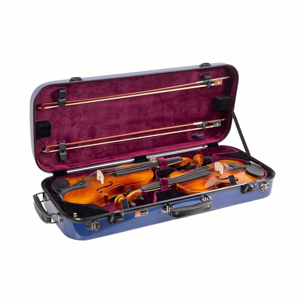 Crossrock Fiberglass Double Violin Case - Two 4/4 Violin Hardshell with ...