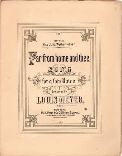 Far From Home And Thee Song - 1882 Antique Sheet Music | eBay