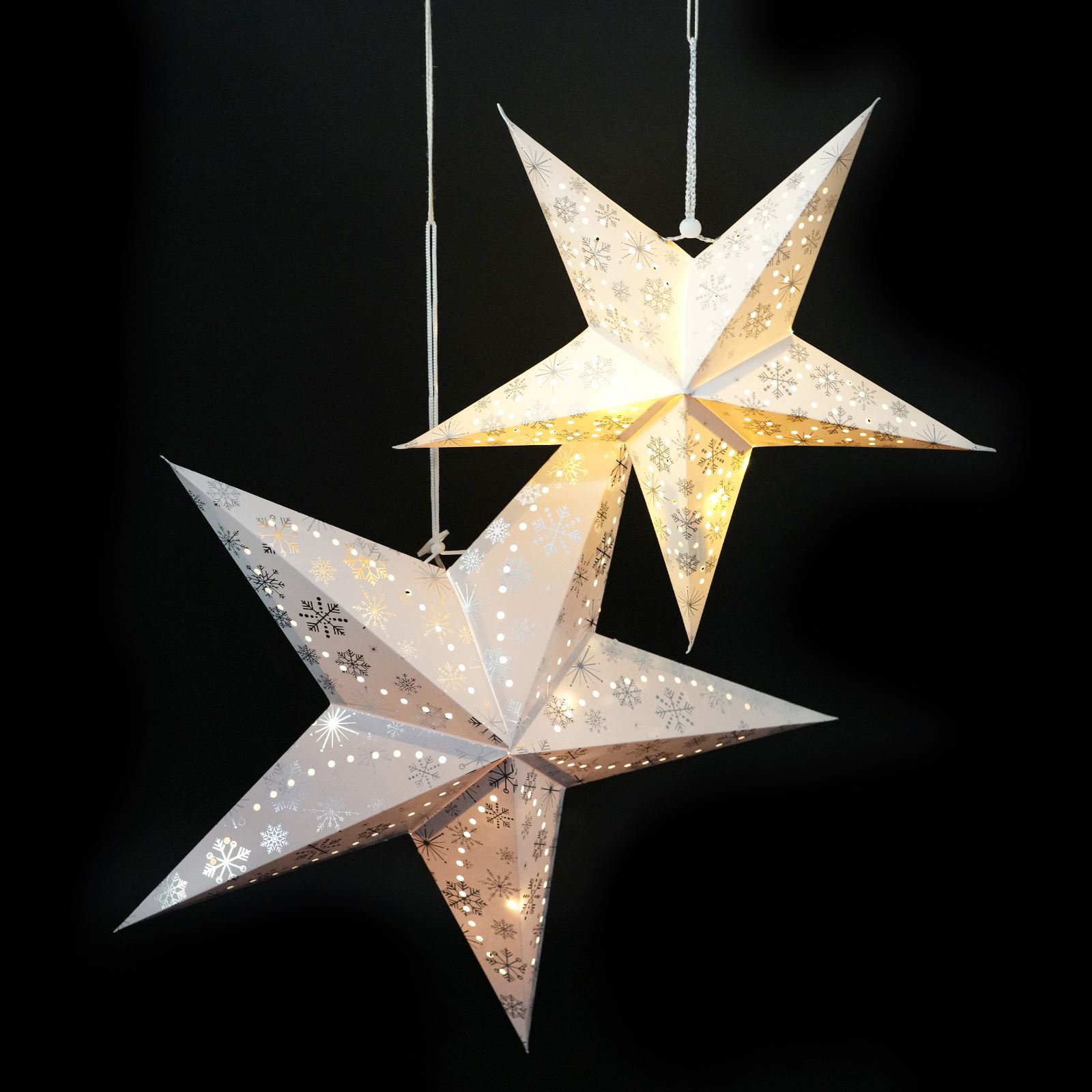 LED Hanging Star Christmas Festive Decoration Lantern Paper Star Xmas ...
