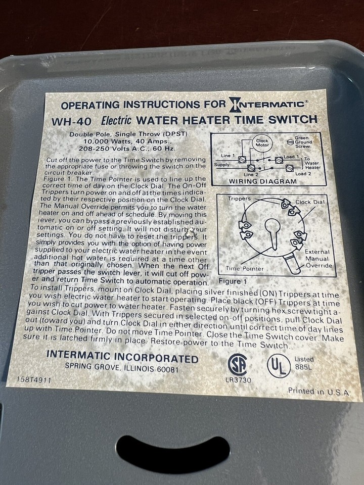 Intermatic The Little Gray Box WH40 Electric Water Heater Timer 10000 ...