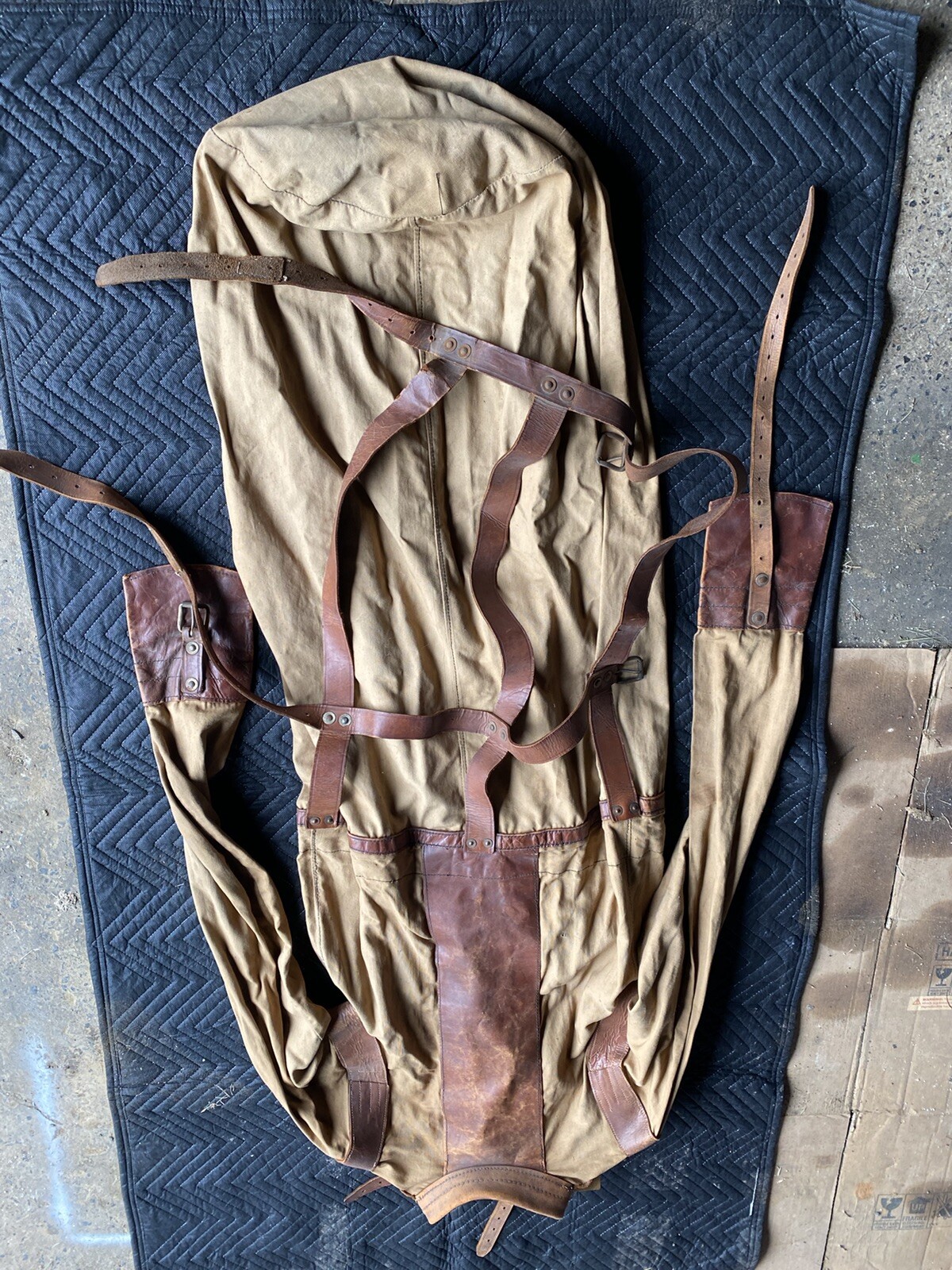 Antique straight jacket old Circa 1860s Leather straps brass buckles ...