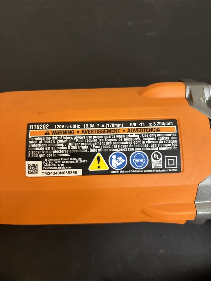 Ridgid R10202 120V Corded Electric 7" Twist Handle Heavy Duty Angle ...