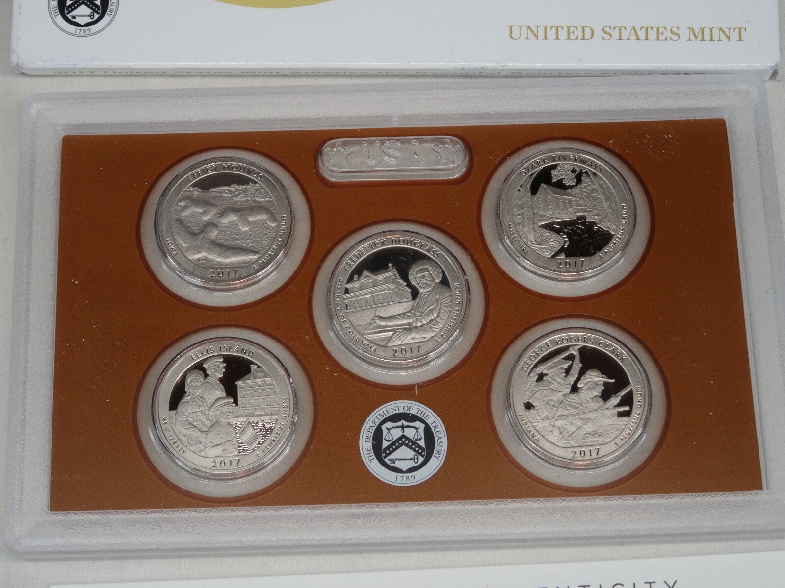 2017-S US Mint Proof Quarters ATB American the Beautiful 5 Coin Set Box ...