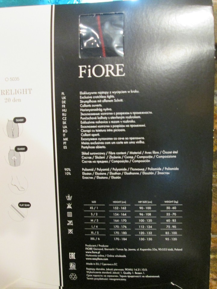 FIORE FIRELIGHT OPEN BOTTOM BACKSEAM PANTYHOSE 3 SIZES 20 DEN BLACK ...