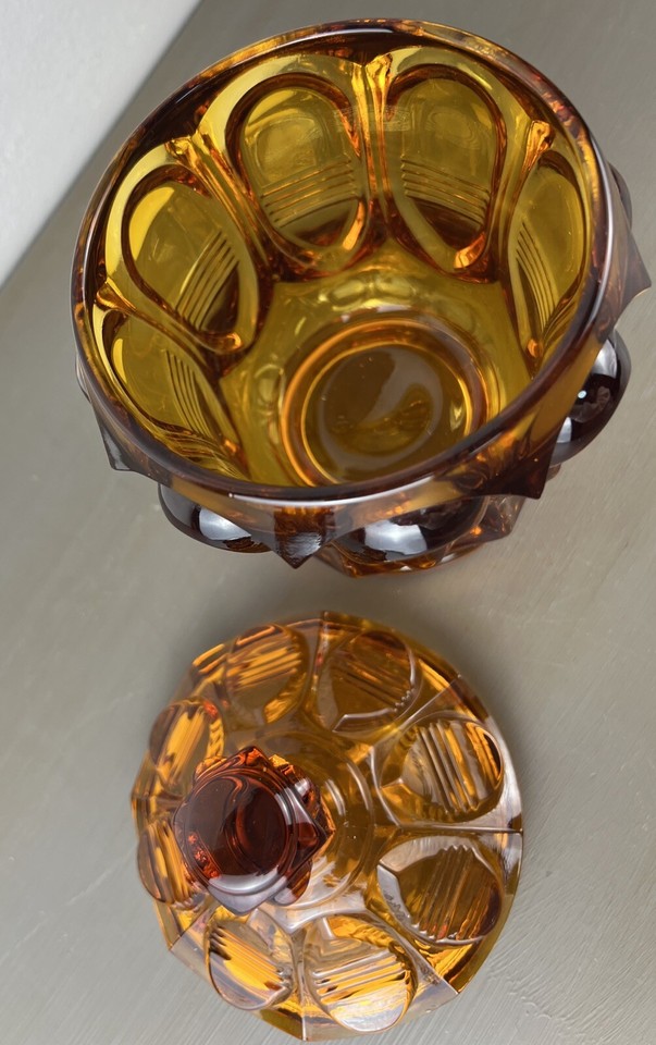 FENTON Glass Tear Drop Amber Candy Dish w Lid Excellent Beauty. | eBay