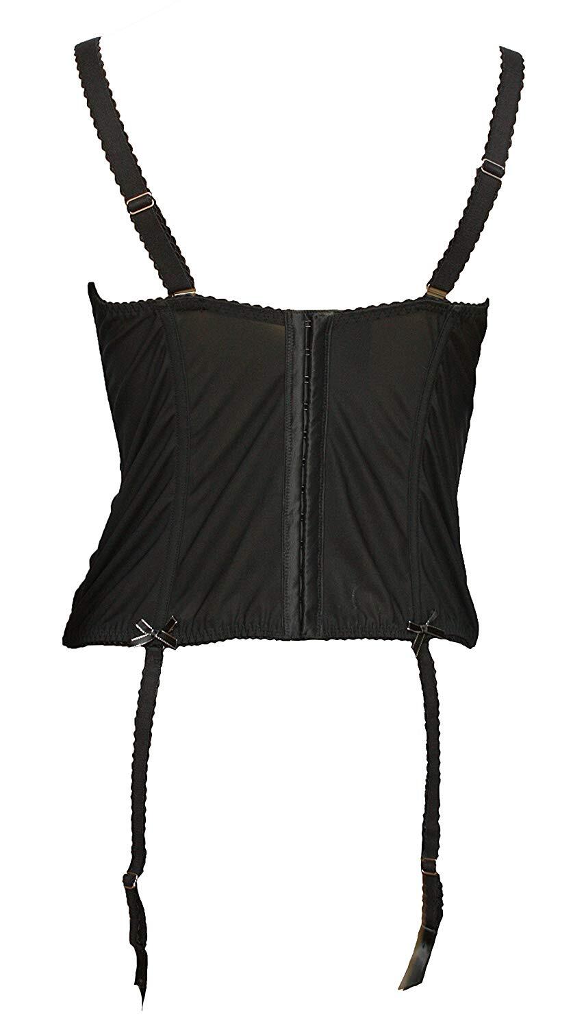 Ex Bravissimo Black Satin Boned Basque with Detachable Suspender Straps ...