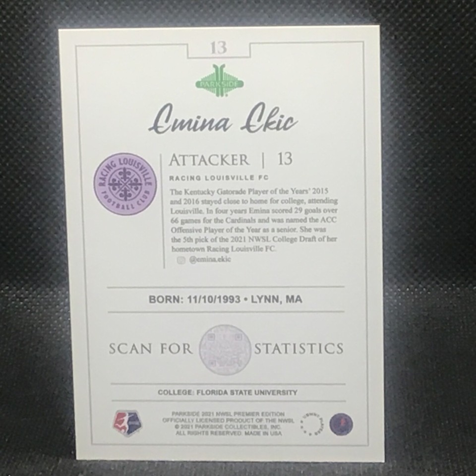 EMINA EKIC 2021 Parkside NWSL Racing Louisville #13 | eBay