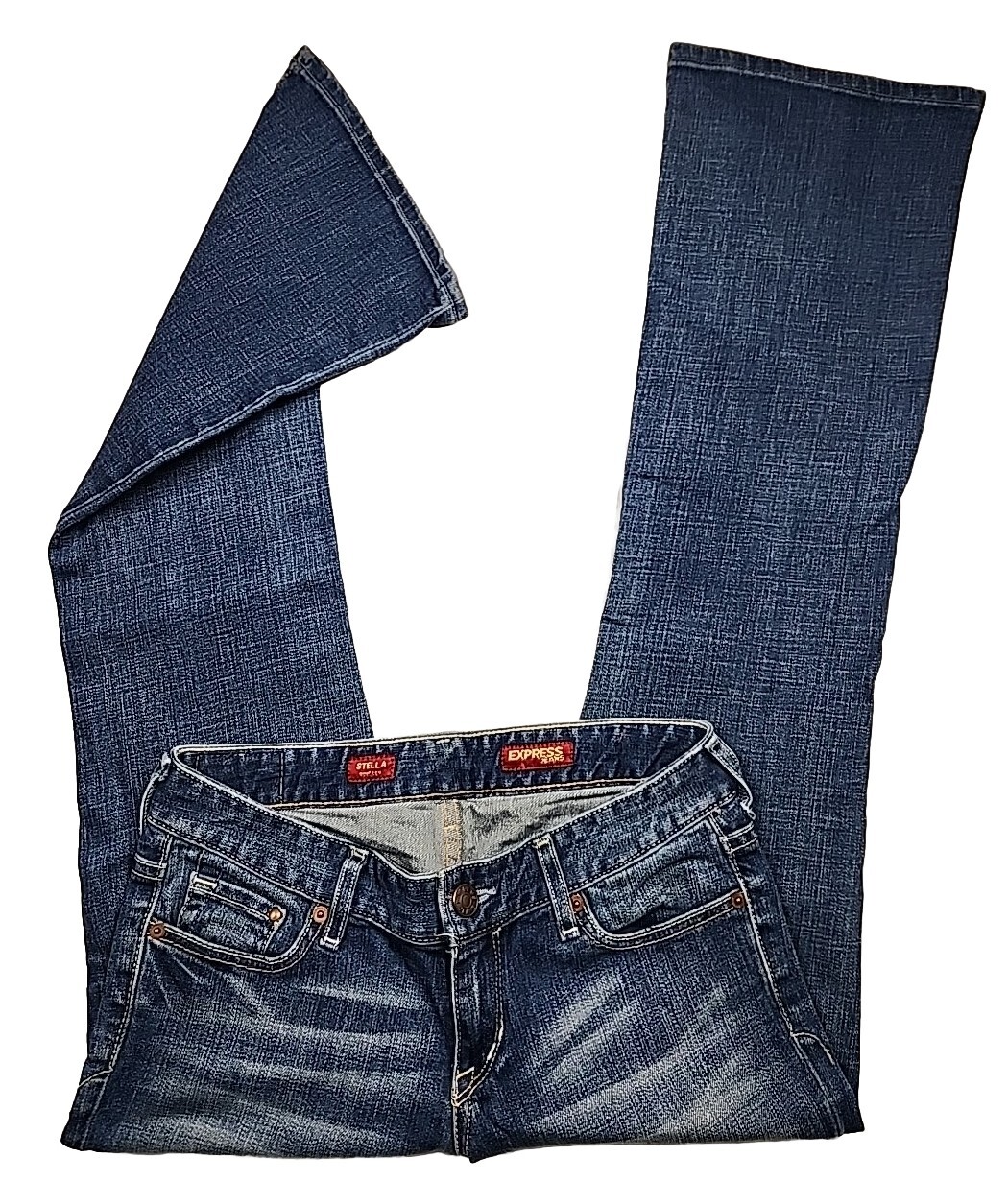EXPRESS Jeans STELLA Bootcut medium fade Distress wash low rise 2S 27 x 29 | eBay