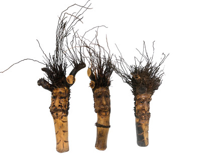 20" HAND MADE BAMBOO ROOT FACE TREE SPIRIT ART HOME DECOR TRIBAL BAR ...