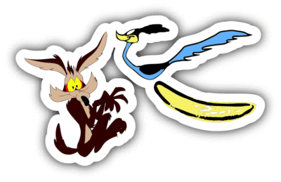 Wile E. Coyote Roadrunner Scary Cartoon Car Bumper Sticker Decal 5'' x ...