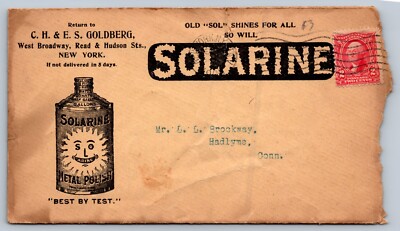 1903 advertising cover SOLARINE METAL POLISH HADLYME CONNECTICUT/NY ...