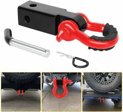2" Trailer Hitch Receiver - 3/4" D Ring Bow Shackle Heavy Duty Off Road ...