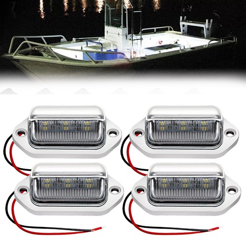 4X Marine Boat Stern Transom Lights White 6 LED Deck Courtesy Light 12V ...