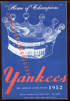 1952 MLB Program St. Louis Browns at New York Yankees EX | eBay