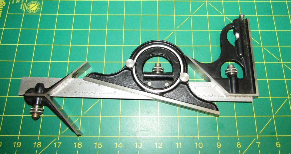 Starrett Combination Square w/No. 490 Protractor/Center Head - Lot WH ...