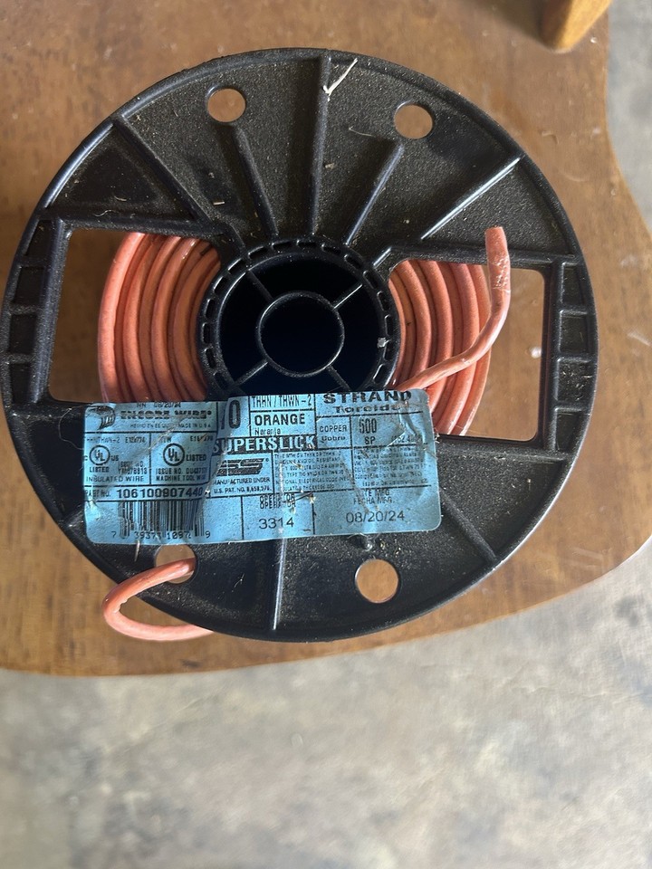 Partial 500’spool 10 AWG THHN/THWN-2 Strand Copper Wire Orange Single ...