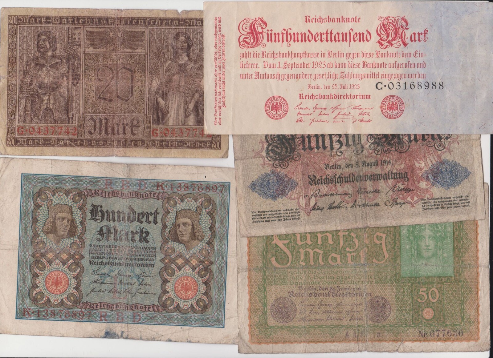 Lot Germany Reich 5 banknotes 1914-... reichsmark, WW1- paper money | eBay