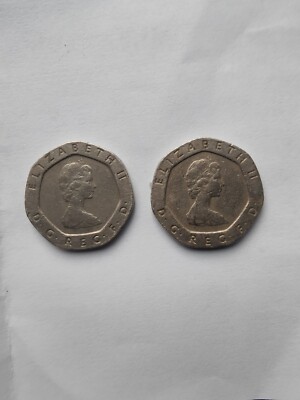 **GENUINE** 1982 20p Twenty Pence Coin X 2 **ORIGINAL FIRST YEAR MINT ...