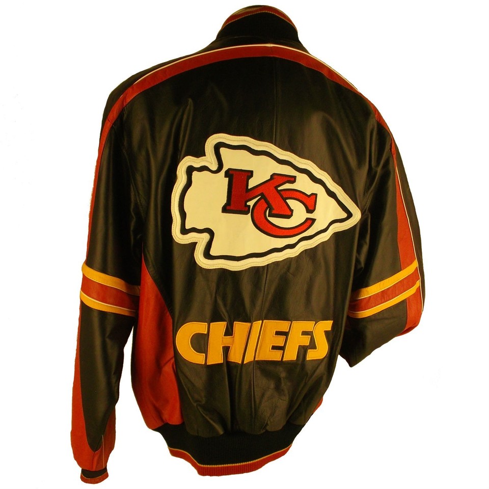 Vintage NFL. KC CHIEFS LEATHER BOMBER JACKET L39090 BLACK COLORED ...