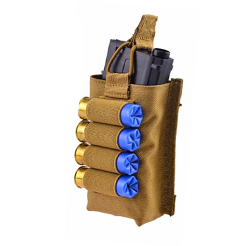 Tactical Molle Rifle Magazine Pouch 4 Rounds 12GA Shotgun Shell Holder ...