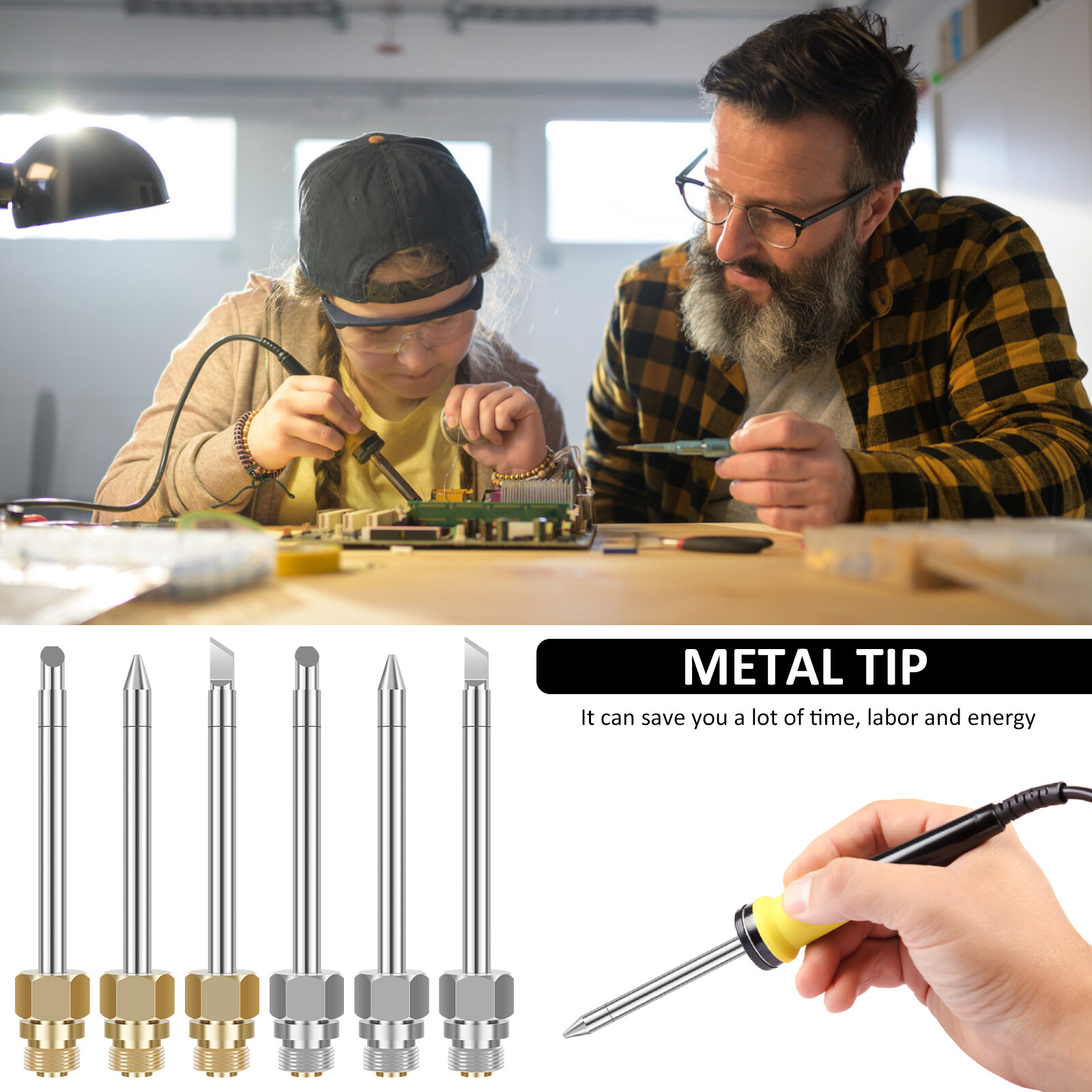 6Pc Soldering Iron Tips 8W USB Replace Tip Mini Portable 3 Style USB ...