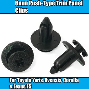 20x Clips For Toyota Yaris, Avensis, Corolla Trim Panel 6mm Clips Black ...