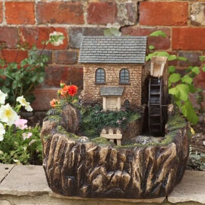 Smart Solar Self-Contained Water Mill House Garden Fountain Feature ...