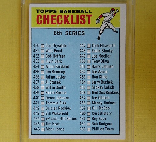 CHECKLIST 6th. SERIES 1966 Topps #444 Baseball | eBay