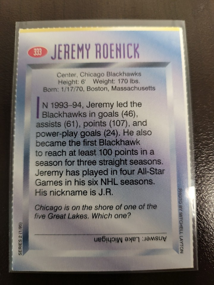 1995 Sports Illustrated For Kids Jeremy Roenick Nhl card #333 | eBay