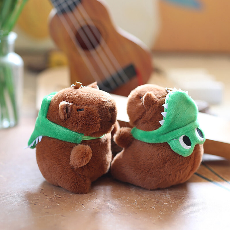 Cute Crocodile Hat Capibala Pendant Plush Toy Cartoon Capybara Keychain ...