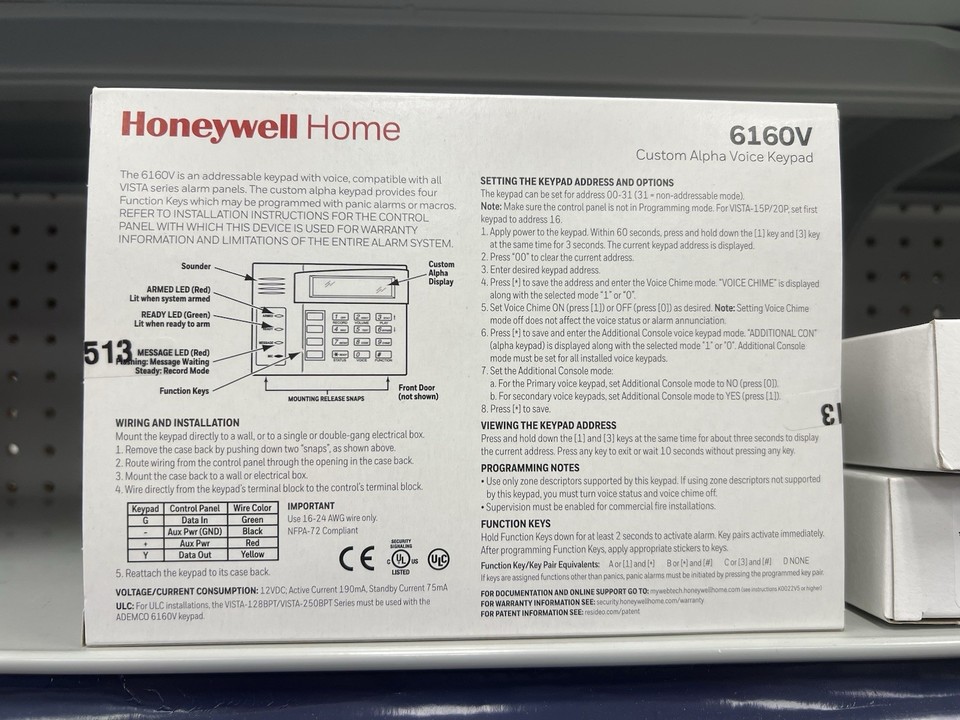 Brand NEW Honeywell Resideo 6160V Ademco Talking Alpha Display Keypad ...
