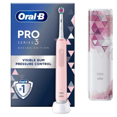 Oral-B Pro 3 3500 Electric Toothbrush with Mod Motif Travel Case Pink ...