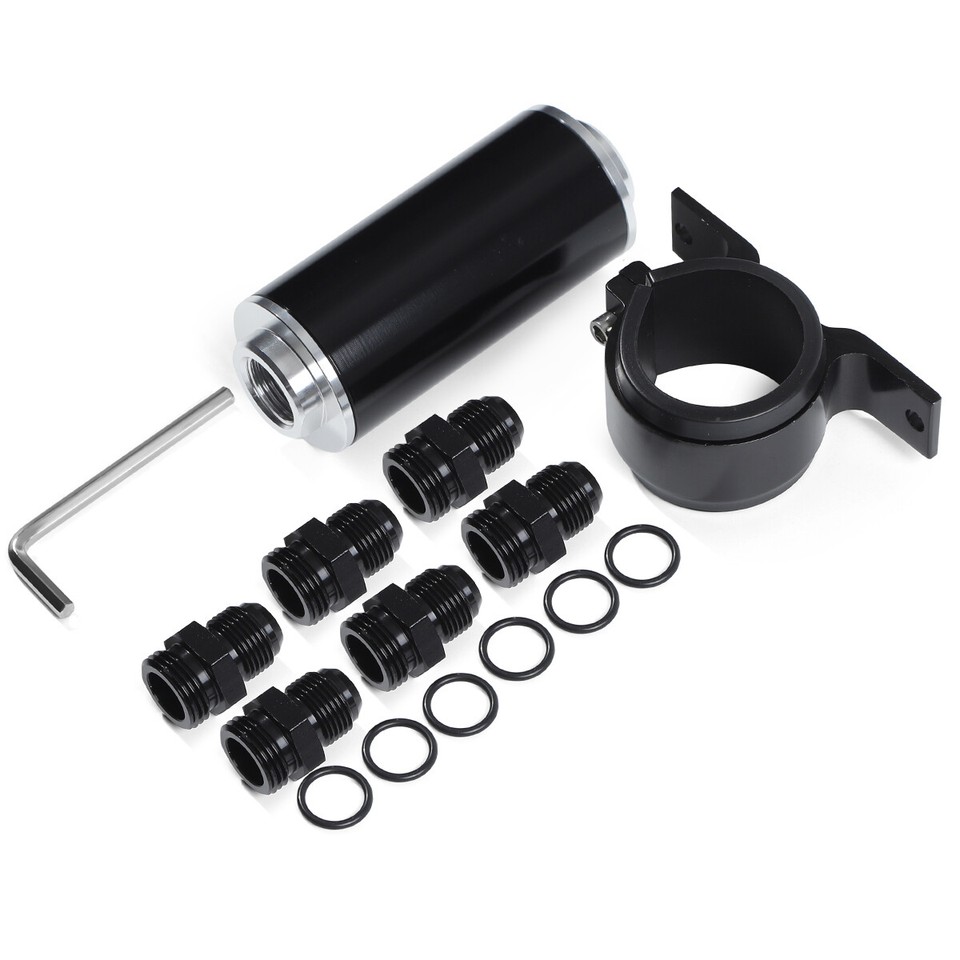10 Micron Inline Fuel Filter w/ 6AN 8AN 10AN Adapter Fitting An8 Fuel ...