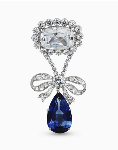 Impressive Blue Huge Sapphire & Lab-Created French Cut Diamonds Royal ...