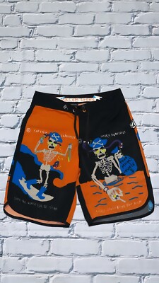 PRE-OWNED VOLCOM STONE | CAPTAIN SNAKE EYES SWIM TRUNKS 87% POLYESTER ...