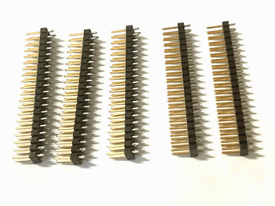 5X NEW GOLD 2.54mm 2x20 Pin (40 PIN) Double Row Male Pin Header Strip ...