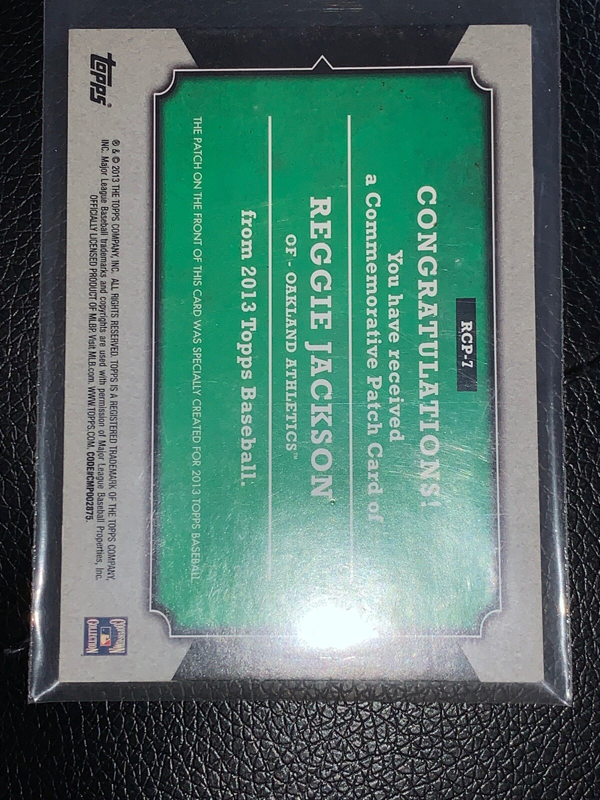 REGGIE JACKSON 2013 TOPPS 1969 REPRINT MANUFACTURED PATCH CARD #RCP-7 ...