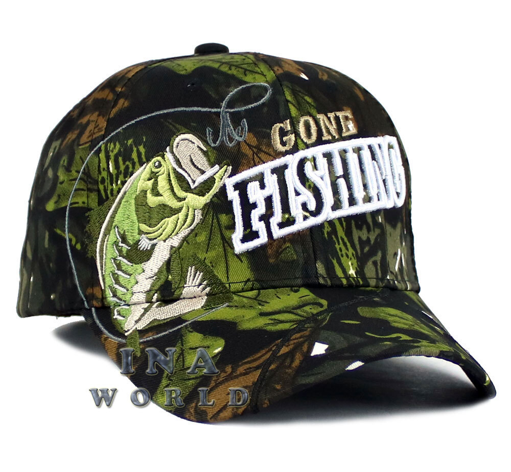 FISHING Hat FISH Embroidered Camouflage Outdoor Sports Adjustable ...