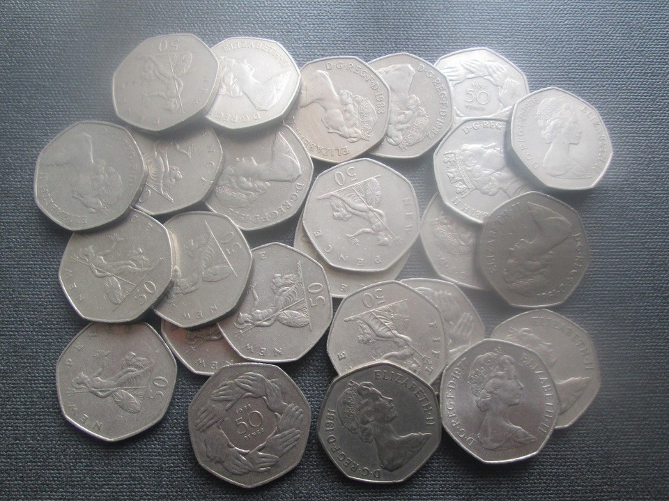 Job Lot of 25 x Old Large Style 50p Fifty Pence Coins - Lot#1 ...