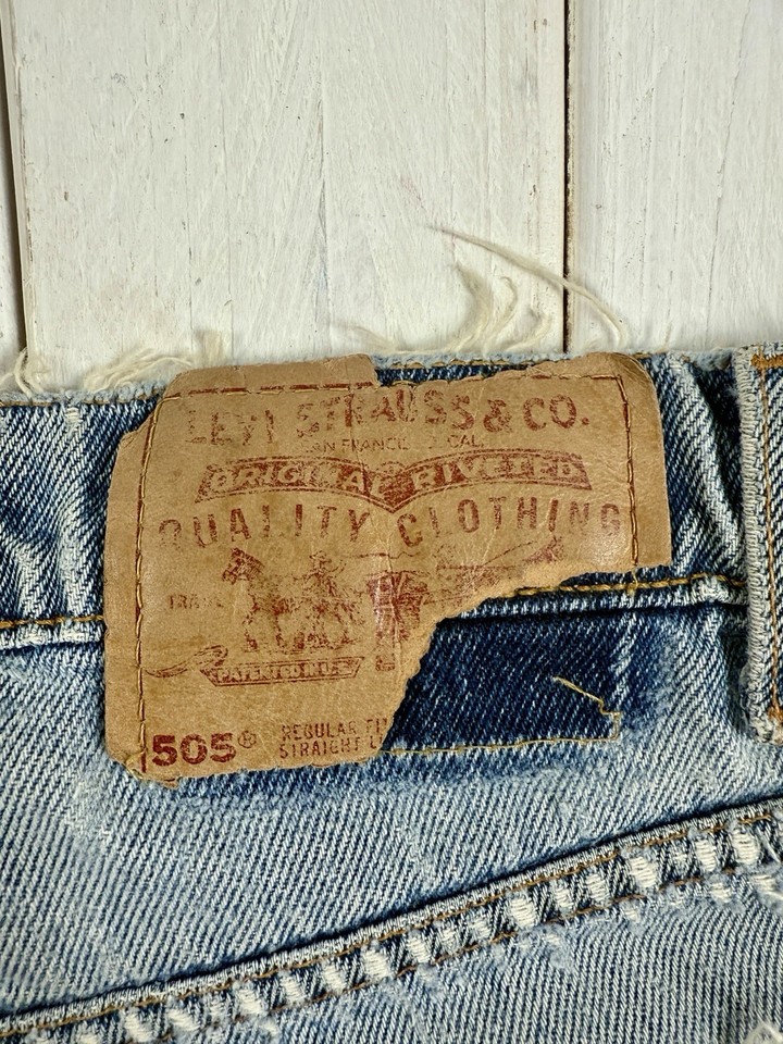 LEVI STRAUSS & CO 505 "TRASHED" VINTAGE STRAIGHT LEG DENIM JEANS | eBay