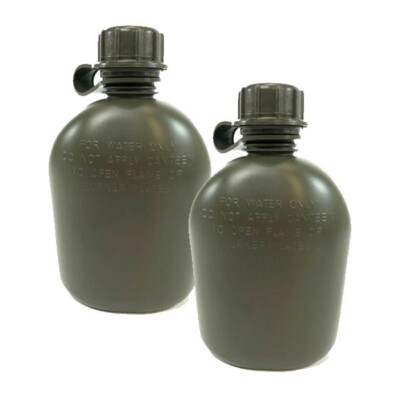 (2) USGI 1 Quart Canteen, US Military Heavy Duty Rigid Plastic Bottle ...