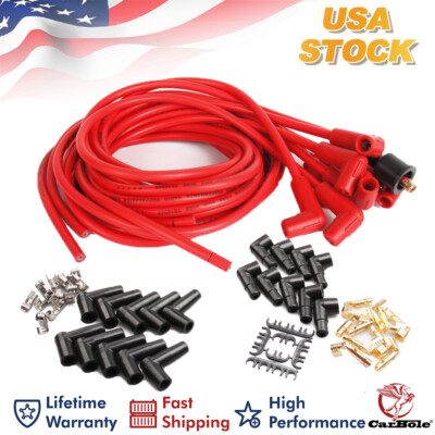 8mm For Small Block Chevy Ford Flathead HEI 4041 Ignition Spark Plug ...