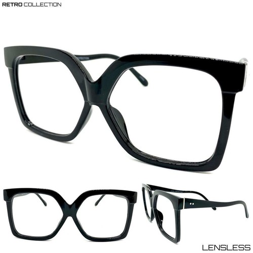 Très Grand Classique Rétro Lensless Yeux Lunettes Carré Cadre Seulement ...
