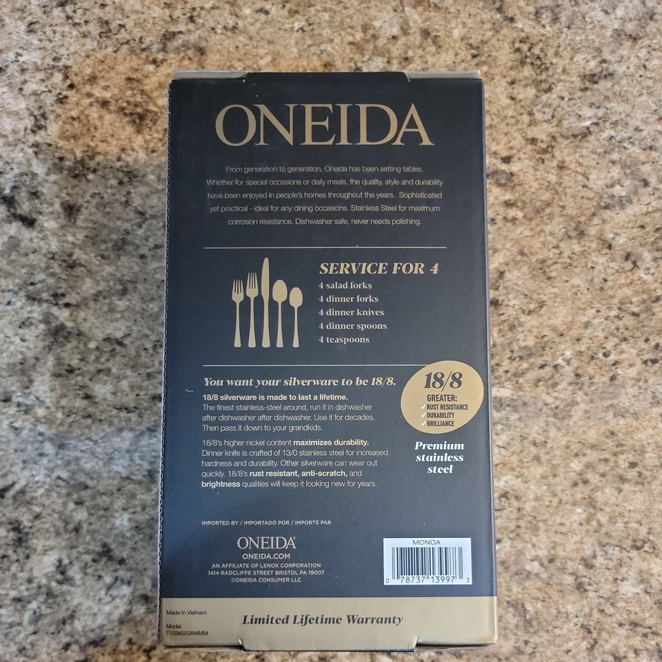 Oneida Monoa 20-Piece Stainless Steel Flatware Set (Service for 4) | eBay