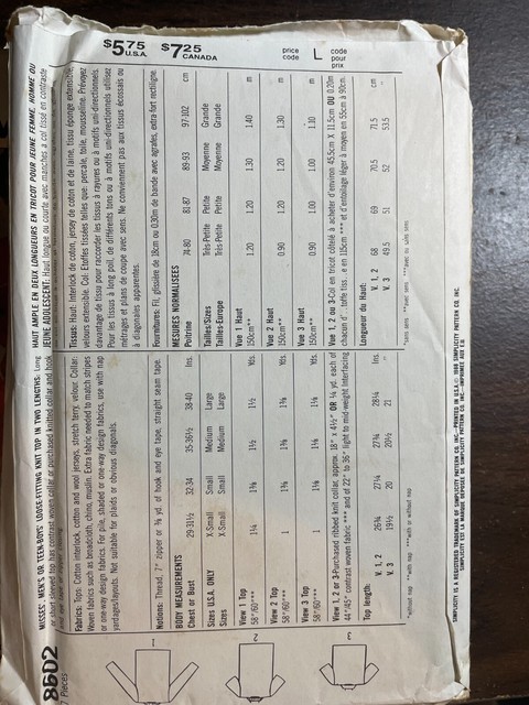 Simplicity Medical Scrubs Sewing Pattern 8730 Top Skirt Pants S M B34 ...