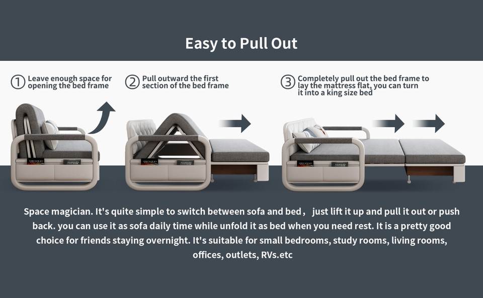 JQK LIVING Sofa Bed-50in Pull Out Sofa Bed futon -Sleeper couche for ...