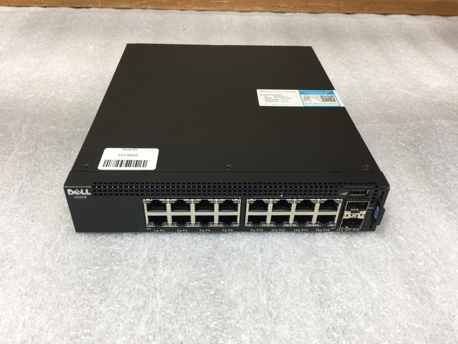 Dell Networking X1018 Smart Web Managed Switch, 16x 1GbE and 2x 1GbE ...